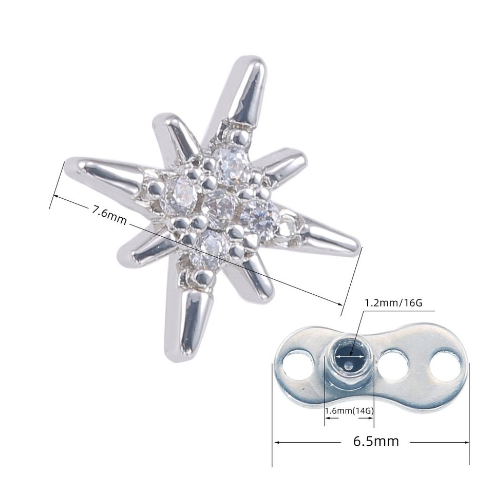 1PC Titanium Star Micro Dermal Anchor Piercing Top Body Jewelry | eBay