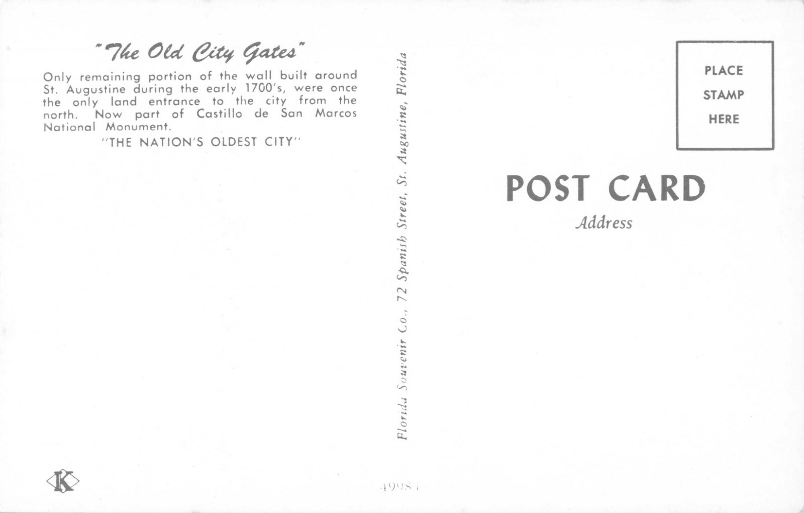 Postcard Old City Gates St Augustine Florida | eBay