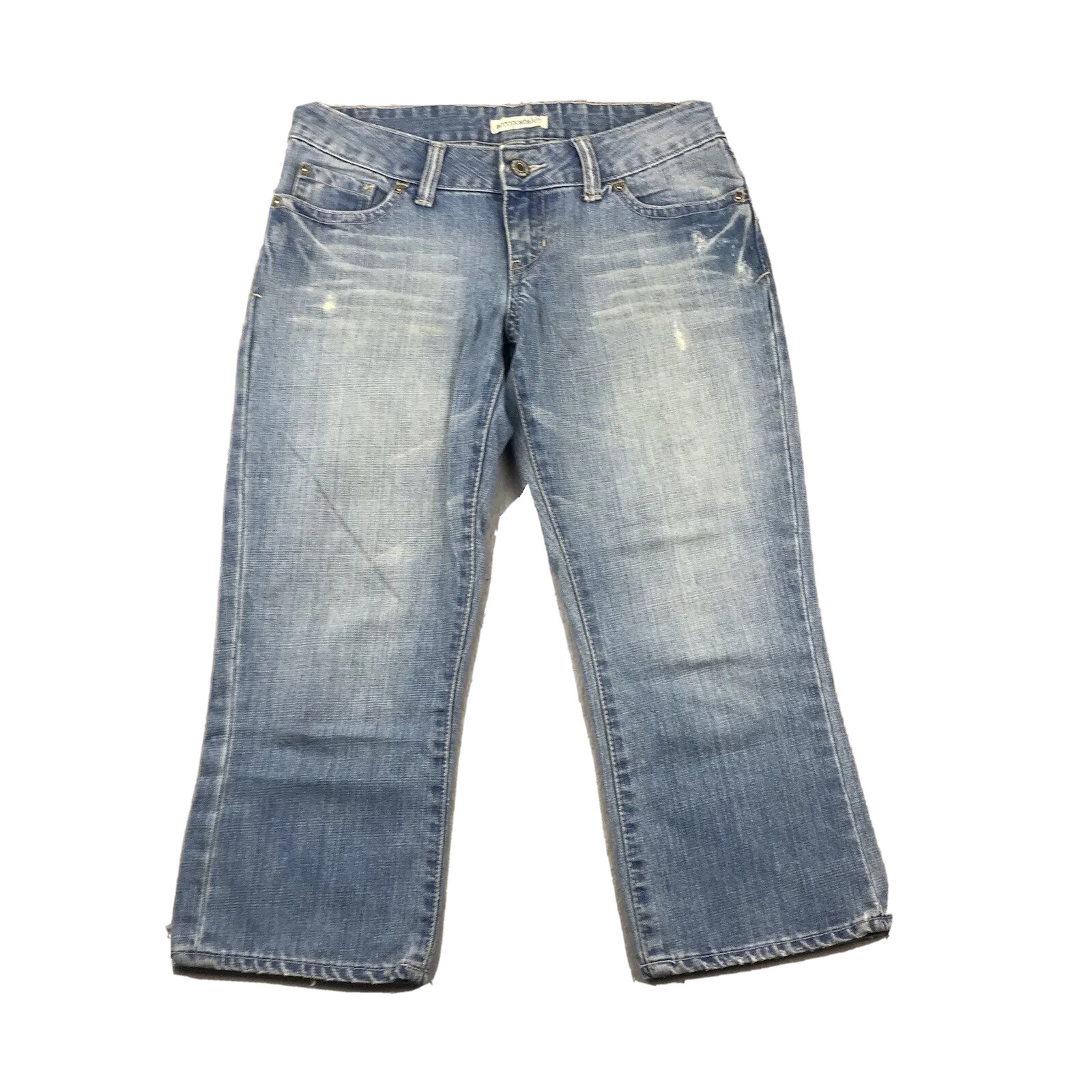 Aeropostale Jeans Women 3/4 Blue Denim Cotton Capris Distressed Capri ...