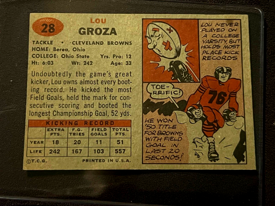 1957 Topps #28 Lou Groza Cleveland Browns EXMT-NM | eBay