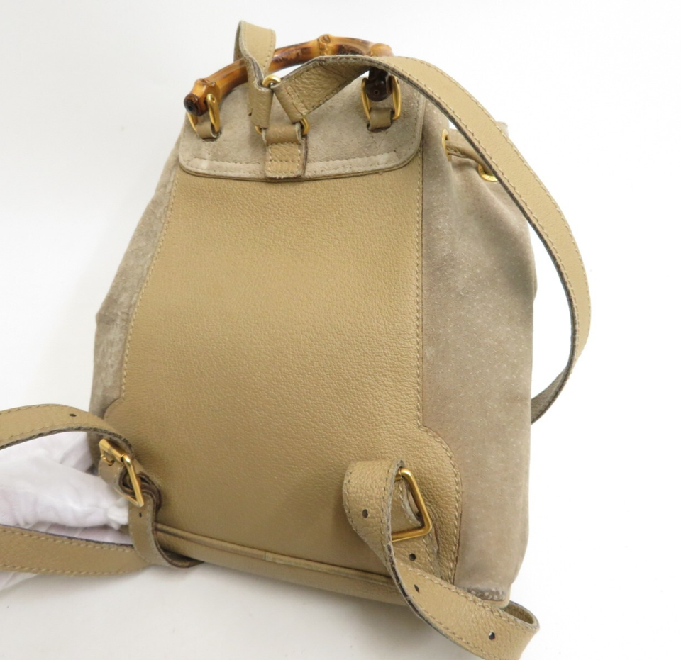 Authentic GUCCI Bamboo Suede Leather Backpack Bag #40800 | eBay