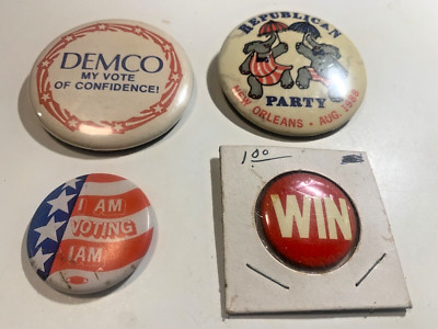 Political Republican Vote Voting Democrat WIN pinback buttons Ford Lot ...
