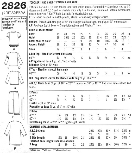 Simplicity 2826 Child Pajama & Robe Sewing Pattern Sz 1.5-3 for sale ...