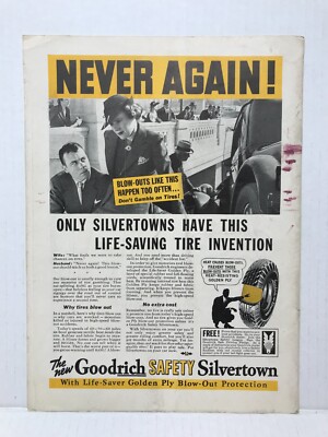 1936 The New Goodrich SAFETY Silvertown Tire Invention VINTAGE PRINT AD ...