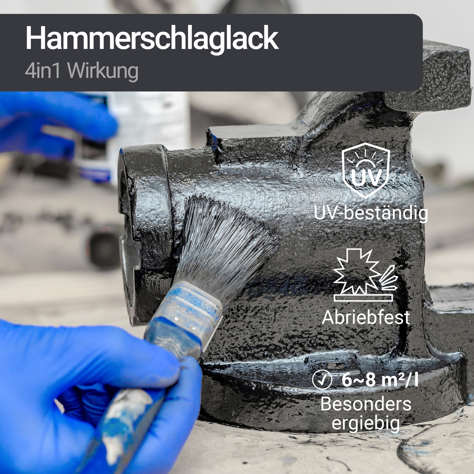 Hammerschlaglack Metallschutzlack 3in1 Rostschutzfarbe Hammerschlag ...