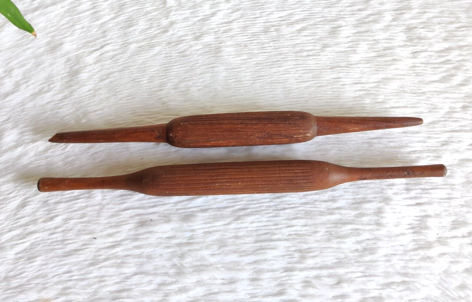 Antico Primitive Handmade Tortilla Pane Bakers di Legno Rolling Pin Paio WN302 | eBay