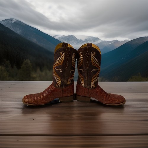 Cowtown Men’s Exotic Cowboy Boots 8 D Alligator Tail Square Toe | eBay