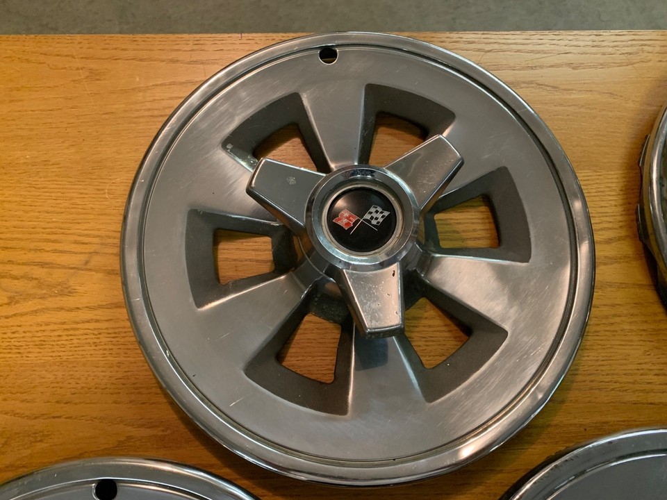 1965 65 Chevy C2 Corvette 15" hubcaps full wheel cover set oem gm | eBay