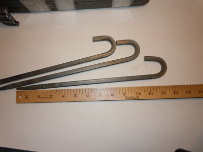 6 steel pegs stakes blacksmith 12" 3/8" SCA CAS Medieval Reenactment ...