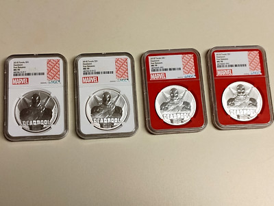 2018 MARVEL DEADPOOL .9999 SILVER COINS MS 70 !!!!(CONSECTUTIVE NUMBERS ...