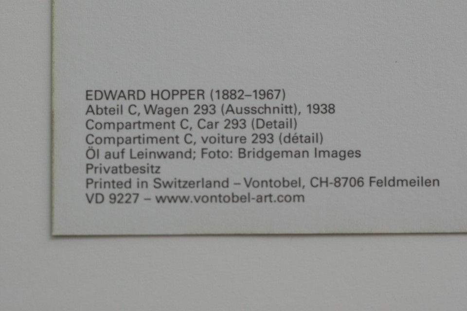EDWARD HOPPER: "Compartment C, Car 293" 1938, Art-Postcard NEW | eBay