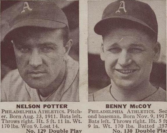 1941 Double Play - R330 Nelson Potter, Benny McCoy #129-130 (RC) for ...
