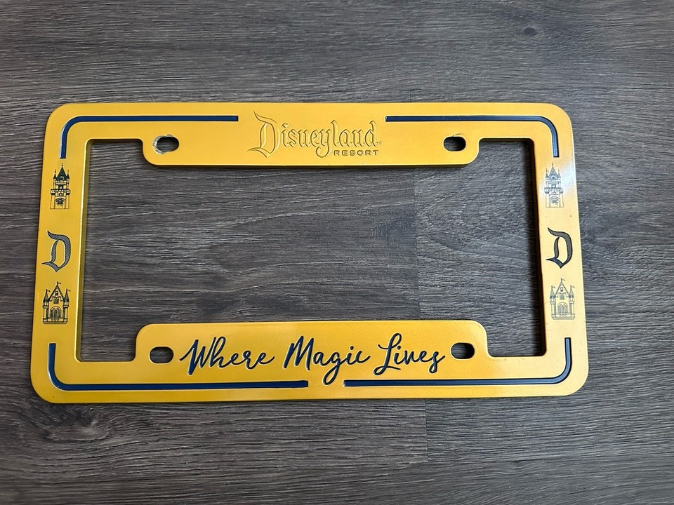 Disneyland Resort "Where Magic Lives" Metal Gold License Plate Frame ...