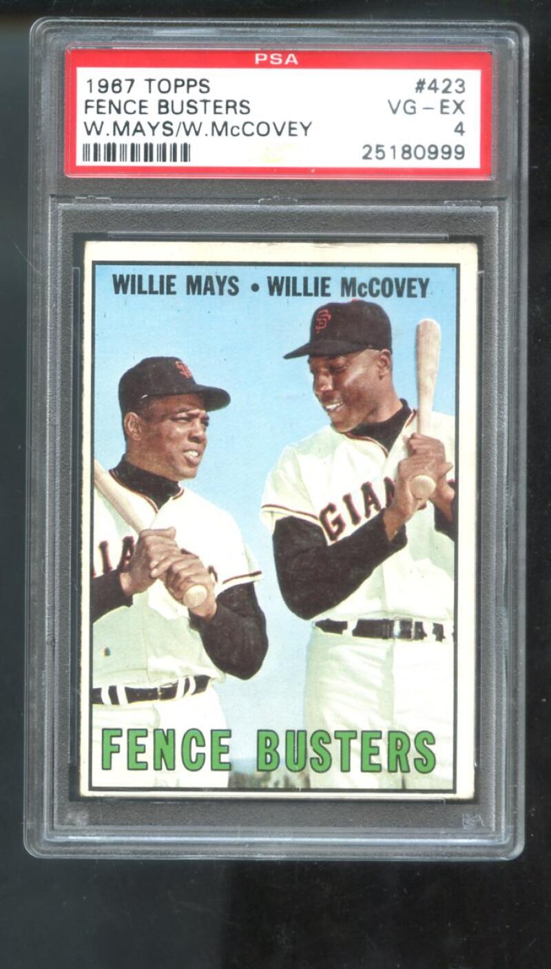 1967 Topps #423 Fence Busters Willie Mays Willie McCovey PSA 4 Graded ...