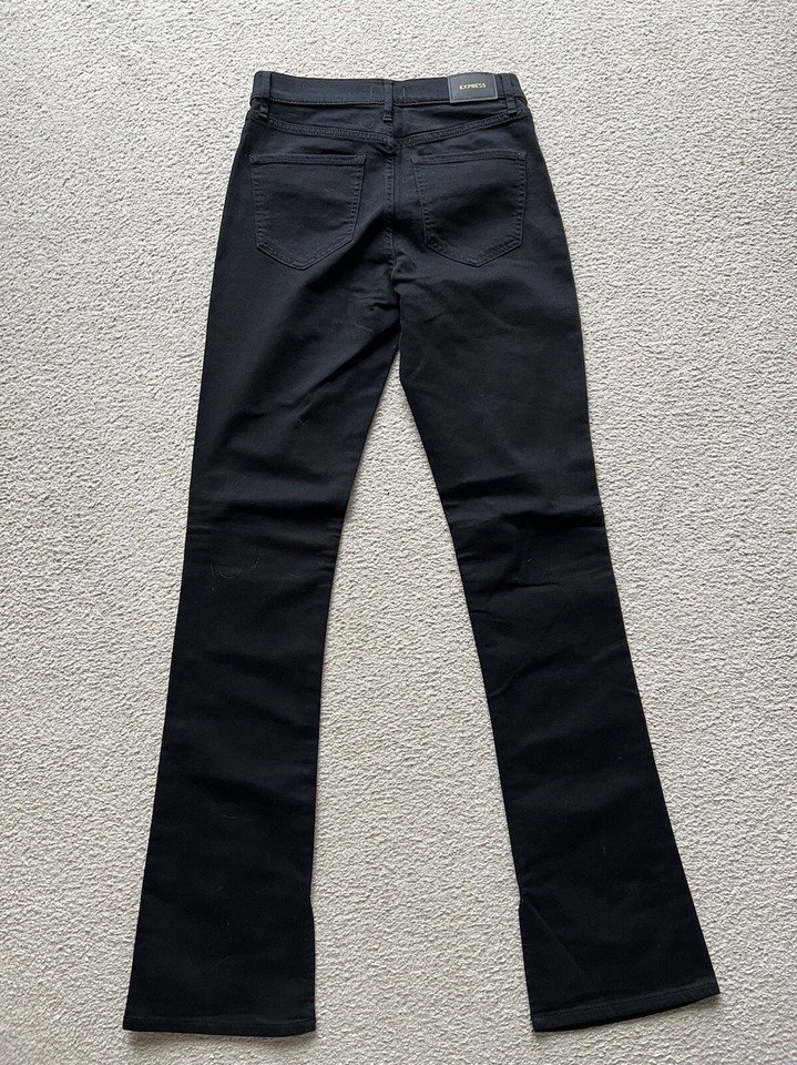 Women’s Express Black Mid Rise Skyscraper Jeans Size 2 Premium Stretch ...