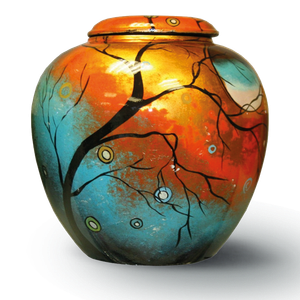 Unique Hand-painted Tree Vase Ceramic Urn Adult Cremation Urn for Ashes ...