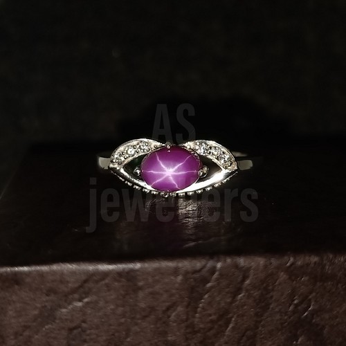 925 Sterling Silver Oval Lab Created Lindy Star Ruby Ring Gift Ring For Women | eBay