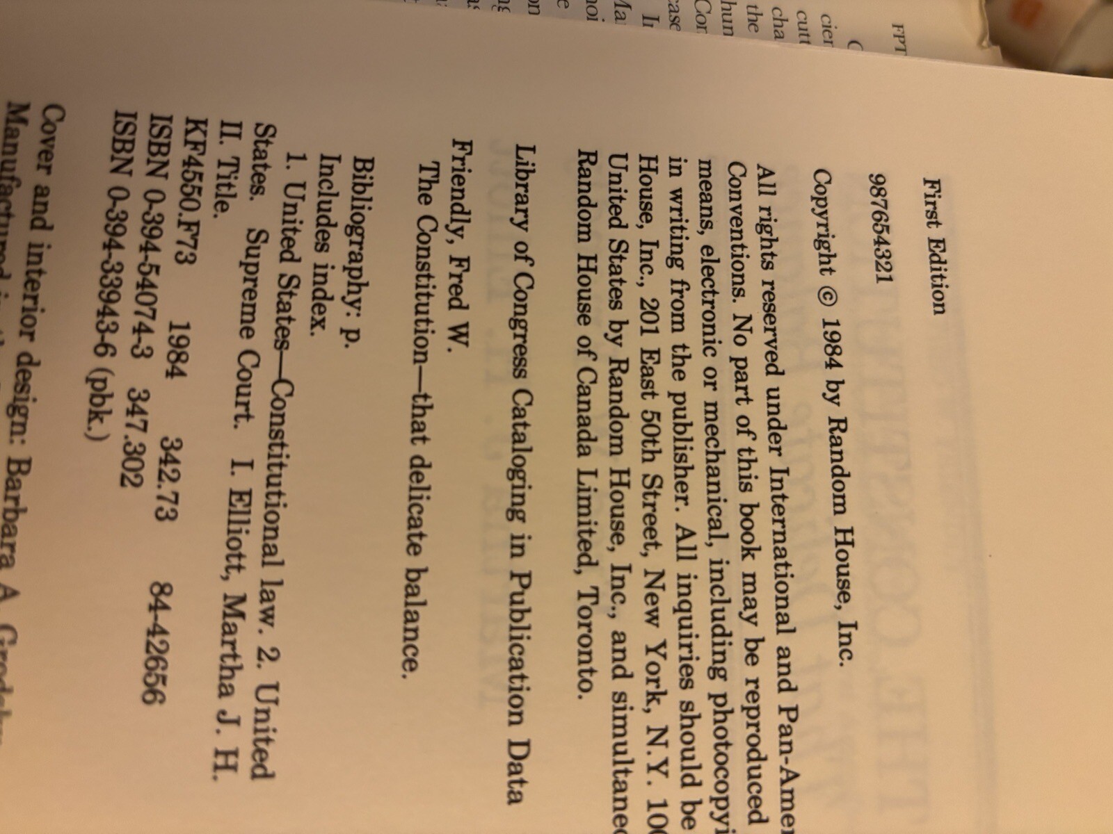The Constitution : That Delicate Balance by Fred W. Friendly (1984 ...