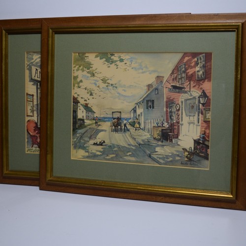 Vintage Watercolor Art Print Lucille Hobbie 2 Pc Lot Antique Store ...