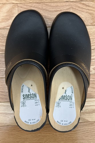 Simson Black Leather Wooden Clogs Made In Holland Size 37 US 6.5 | eBay
