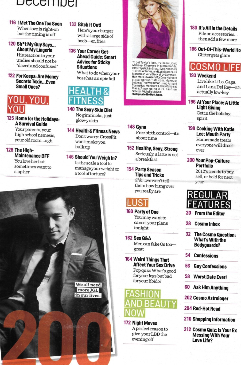 Cosmopolitan Magazine Taylor Swift Holiday Fashion Budget Beauty ...