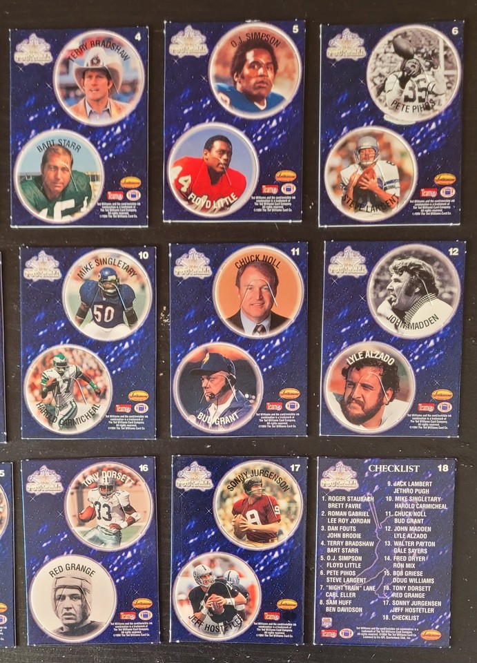 1994 TED WILLIAMS CARD COMPANY COMPLETE FOOTBALL POGS SET - 18 INTACT ...