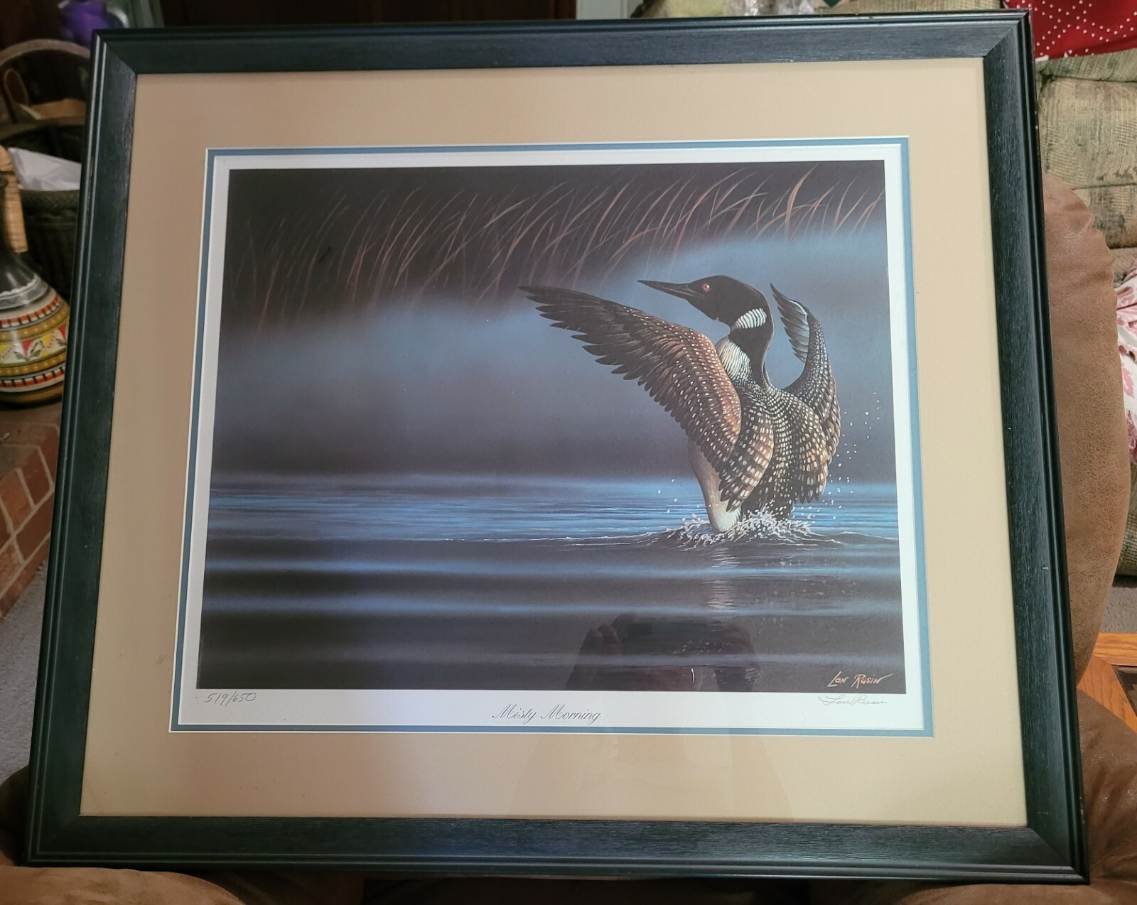 1993 Len Leonard Rusin "Misty Morning" Print Signed, 31 1/2" Wide, 27 1 ...