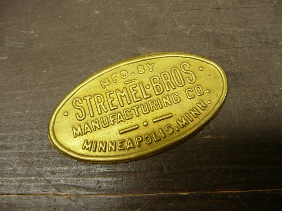 Stremel Bros, Minneapolis Brass Manufacturers Name Plate (z390) | eBay