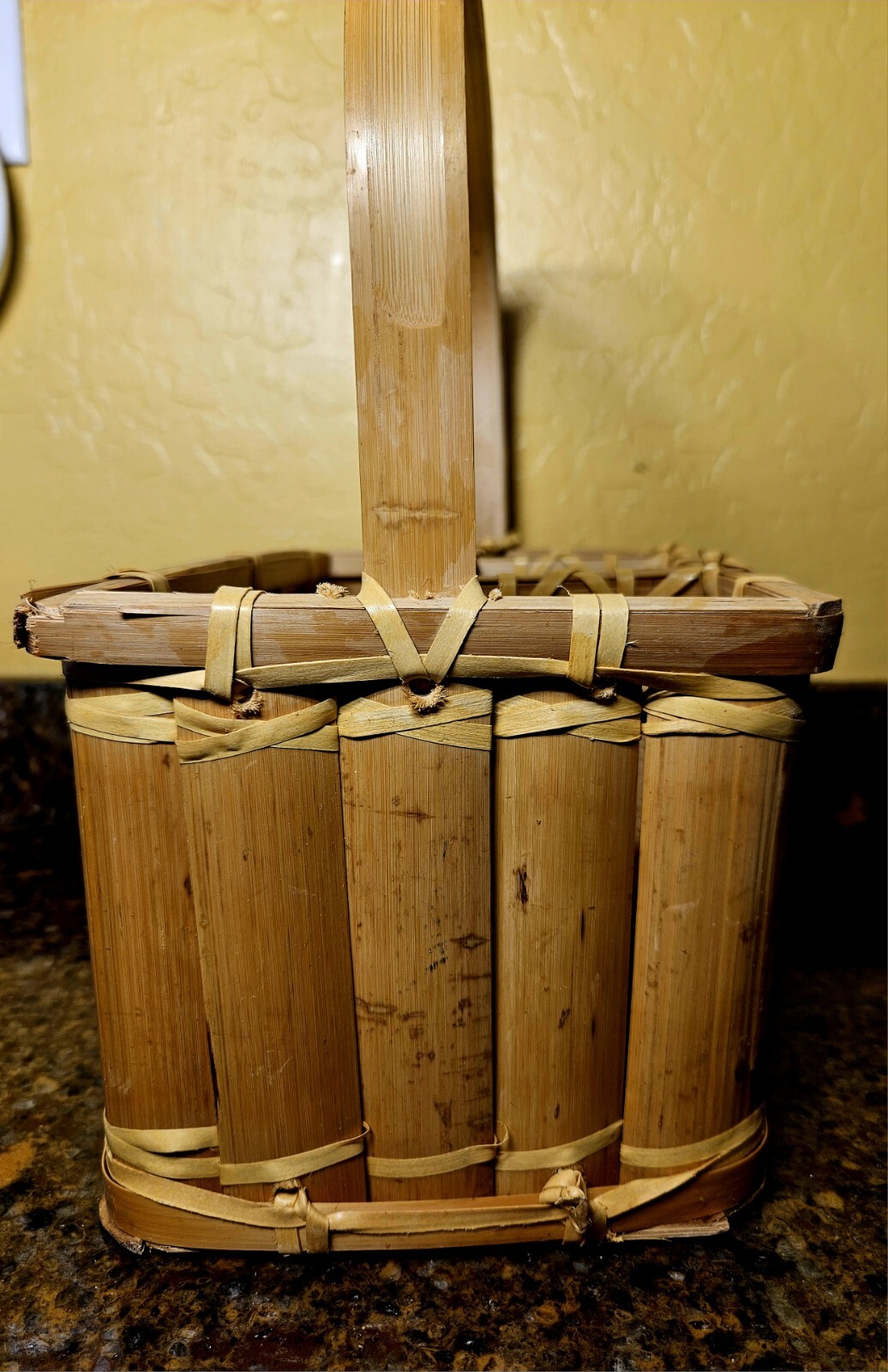 Handmade Vintage Bamboo Utensil caddy with handle. Boho Bohemian Chic ...