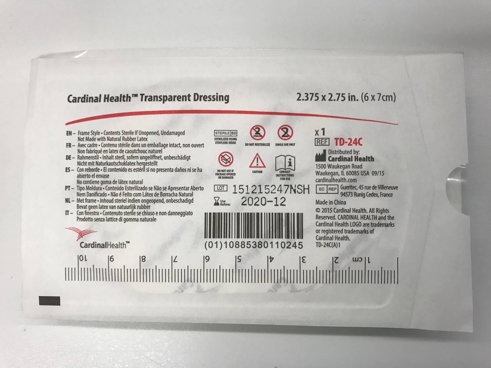 Cardinal Health Transparent Sterile Dressing TD-24C 2.375 x 2.75 in ...