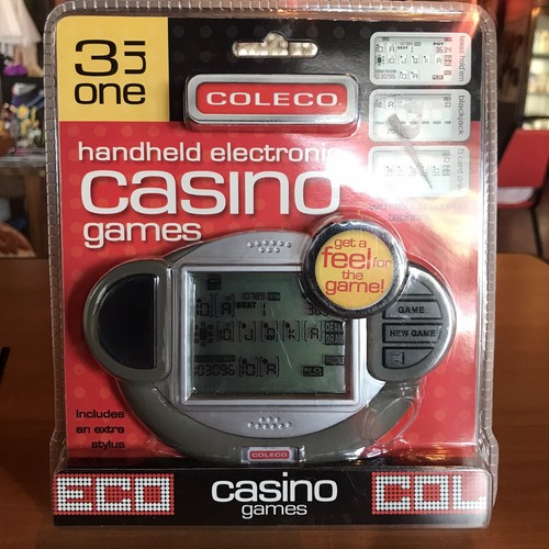 New! Coleco HANDHELD ELECTRONIC CASINO GAMES 3 In One W/Stylus Touch ...