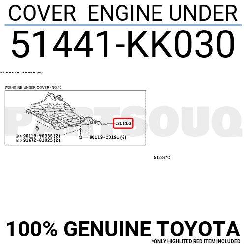 51441KK030 Genuine Toyota COVER ENGINE UNDER 51441-KK030 | eBay