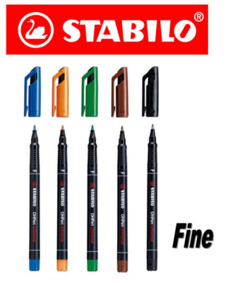 STABILO OHP Pen Permanent FINE Assorted Colours Set of 5 | eBay UK