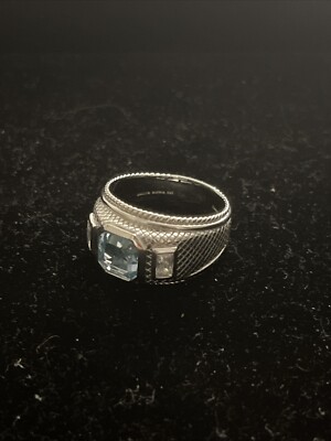 Judith Ripka Sterling Silver Ring With Large Blue Stone And Small Czs ...