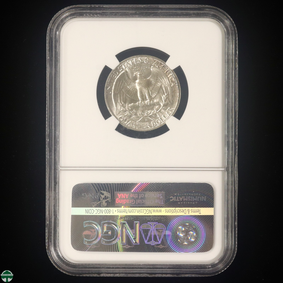 1954-D Washington Silver Quarter NGC MS 65 Light toning on right side ...