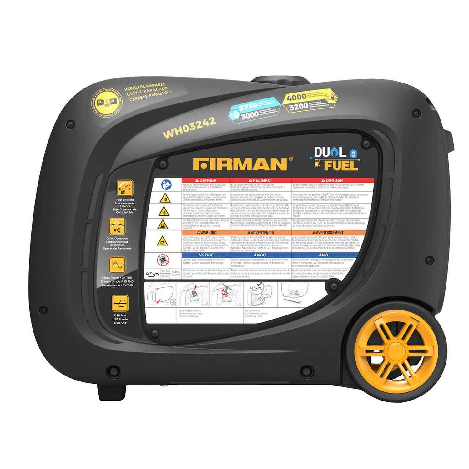 FIRMAN INVERTER ELECTRIC GENERATOR DUAL FUEL PORTABLE MOTORHOME RV 3200 ...