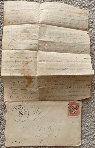 1866 3c + Letter Fancy Cancel Finley to New Baltimore Ohio Classic ...