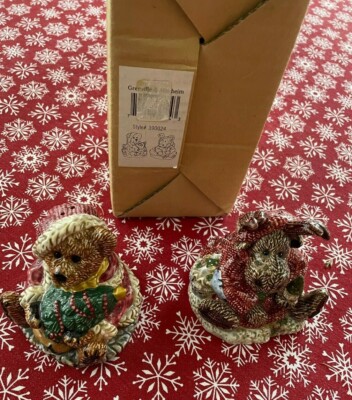 Boyds Bears Pottery GRENVILLE & MANHEIM Salt Pepper Shakers #390024 w ...