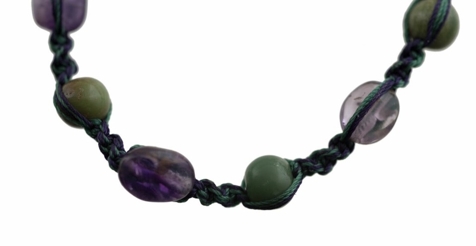 Macrame Bracelet Imitation Amethyst Stone Unique Handmade Creation ...