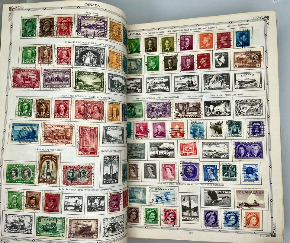 Aristocrat 1847-1959 World Stamp Album Binder Book w/ 1,900 Hinged ...