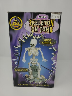 Halloween Dancing Skeleton on Tomb Sings Shout w/ Box Gemmy Lighted ...