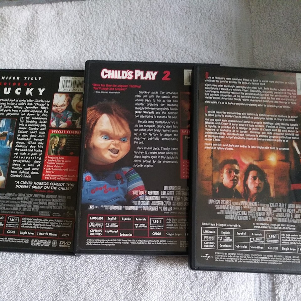 The Chucky Collection (DVD, 2003, 3-Disc Set) Jennifer Tilly Alex ...
