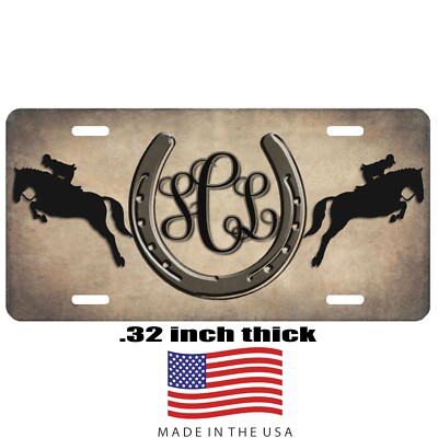 Monogrammed Hunter equestrian aluminum license plate car truck SUV tag ...