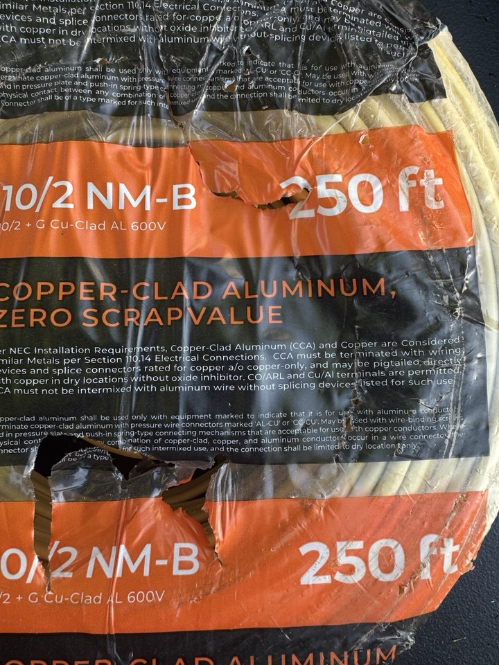 New 250 Foot Roll of 10/2 Copperweld Indoor Residential Electrical ...