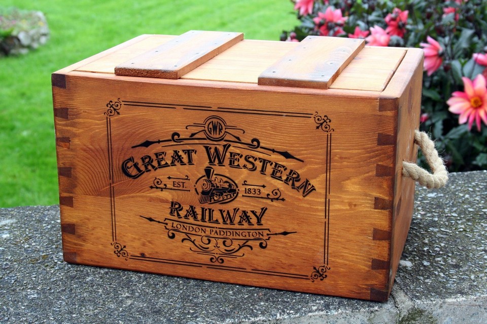 VINTAGE WOODEN RUSTIC STORAGE BOXES CHEST TRUG CRATE SHABBY PERSONALISE ...