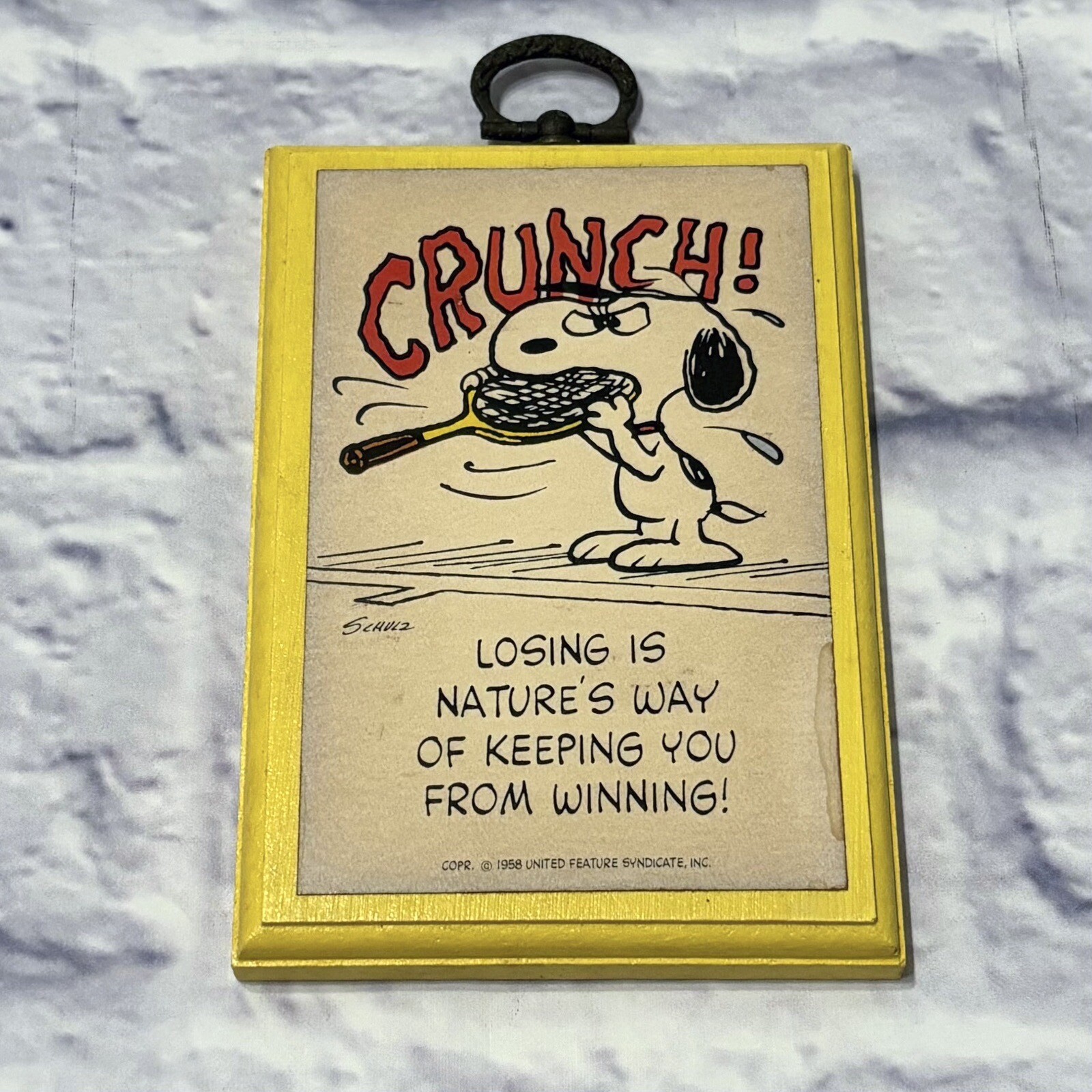 Vintage Peanuts Snoopy Losing Plaque Wood Wall Hanging Hallmark Tennis ...