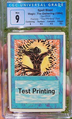MINT CGC 9 MTG/Magic "Test Printing" TEST PRINT Spell Blast, w/3x 9.5 ...