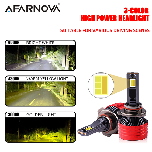 2x H11 H8 H9 LED Headlight 6500K 4300K 300K White Globe Bulbs High/Low ...