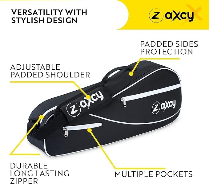 ZAXCY TENNIS BAG - Fits 3 Rackets Adjustable Strap & Protective Pad for ...