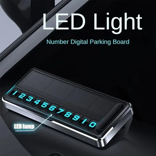1Piece LED Solar Car Phone Number Plate Temporary Parking Card Hidden ...